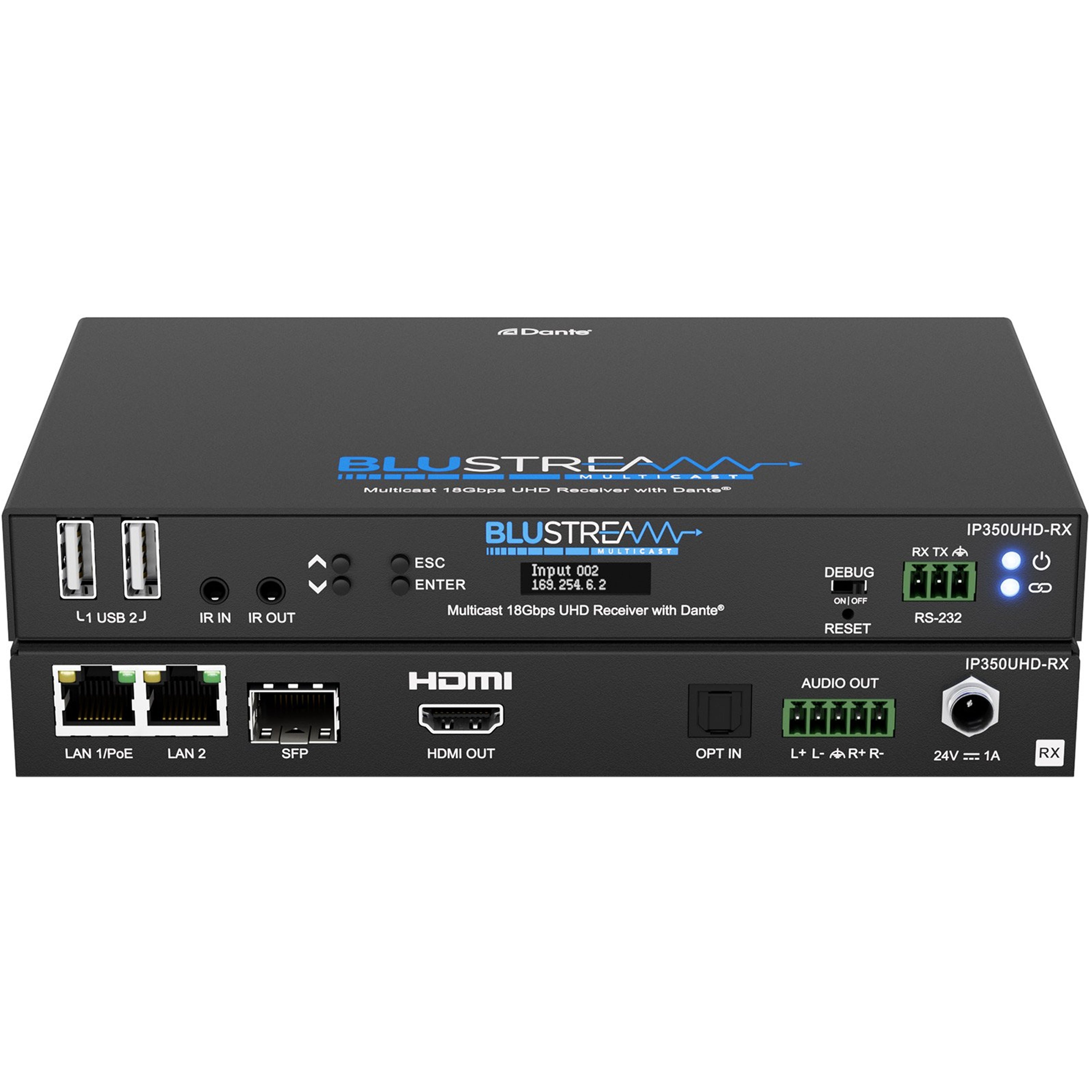 Blustream IP350UHD RX Multicast Video Receiver with Dante® | Sound Group